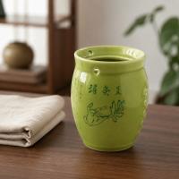 China Green Glazed Ceramic Moxibustion Jar for Wholesale Accessory Supply for sale
