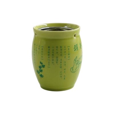 China Green Ceramic Moxibustion Jar with Internal Mesh for Wholesale Supply for sale