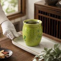 China Green Ceramic Moxibustion Jar with Internal Mesh for Wholesale Supply for sale