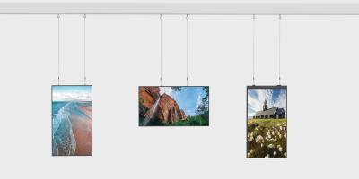 China 55 65 Inch Indoor High Brightness Ceiling Hanging Advertising Single Side Digital Signage Window Lcd Display Screen for sale