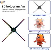 China Interactive 3D Spinning LED Hologram Fan , Remote Control 15 Inches Holographic Display Fan for sale
