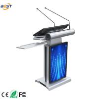 China Electric Powered Multimedia Podium with 23.6 Inch Touch AIO and Stainless Steel & Aviation Aluminum Smart Lectern for sale
