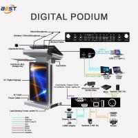 China 150mm Max Lifting Height Smart Podium with 10-40° Adjustable Screen Angle and Optional 32 Inch Smart Kiosk Screen for sale