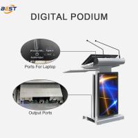 China Electric Powered Multimedia Podium with 23.6 Inch Touch AIO and Stainless Steel & Aviation Aluminum Smart Lectern for sale