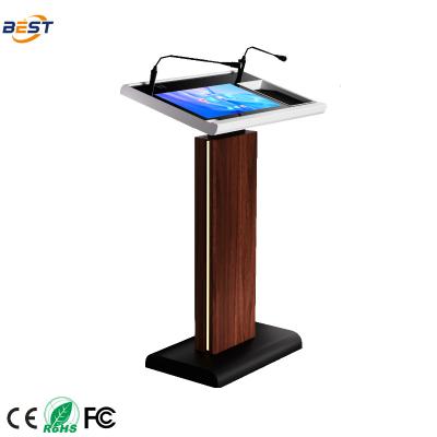 China Digital Podium Smart Lectern with 21.5 Inch Display Multi Points Foil Touch and Advertising TV Display Screen for sale