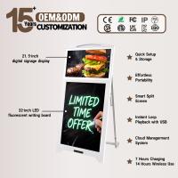 China Floor Standing Android Digital Advertising Display 21.5 Inch with LED Fluorescent Writing Board for sale