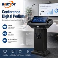 China SDT 500Y 21.5 Inch Smart Digital Podium Electric Flip Touch Screen Gooseneck Microphone Multimedia Lectern for sale