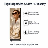 China P2.0 Portable Foldable LED Poster Display Indoor 640x1920mm Aluminum Alloy Standee for sale