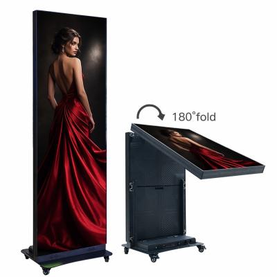 China P1.86 Portable Foldable LED Poster Display Indoor 640x1920mm Aluminum Alloy Standee for sale