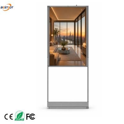 China 43 49 55 65 Inch Dual Sided Digital Signage 3000 Nits IPS Panel Floor Stand Ceiling Hanging Portrait Advertising Display for sale