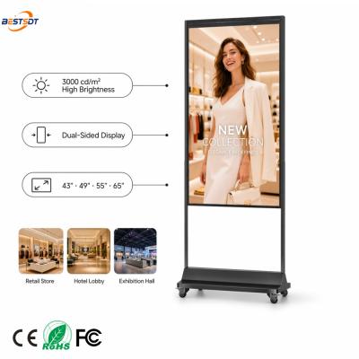 China 55 Inch Dual Sided High Brightness 3000 Nits Semi Outdoor Showcase Digital Signage Display Screen for Retail Shop for sale