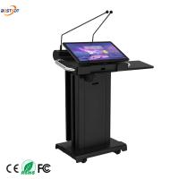China Black High Brightness Smart Podium 23.6 Inch 4K PCAP Touch Screen 32 Inch Front Signage Lectern for Conference for sale