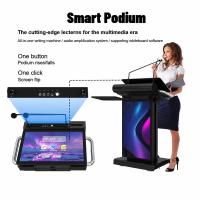 China Black High Brightness Smart Podium 23.6 Inch 4K PCAP Touch Screen 32 Inch Front Signage Lectern for Conference for sale
