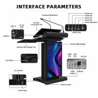 China Black Digital Lectern 730x500x1050mm Electric Lift 200mm Metal Podium with HDMI USB XLR Interface for sale
