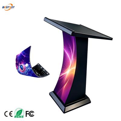 China High Brightness 450-650nit GOB Curved LED Lectern Display 3840Hz 12-16Bit Grayscale Wireless Smart Control for sale