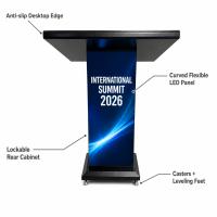 China GOB Full Protection LED Podium Screen Curved Flexible Panel Plug Play Wireless Async Novastar Conference for sale
