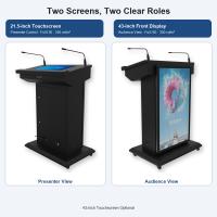 China Mobile Electronic Podium 43 Inch Portrait Display 21.5 Inch Capacitive Touchscreen Locking Casters for sale