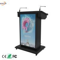 China Dual Screen Smart Podium HDMI Input USB Multi Screen Display 2 Gooseneck Microphones PA Support for sale