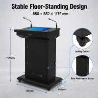 China Dual Screen Smart Podium HDMI Input USB Multi Screen Display 2 Gooseneck Microphones PA Support for sale