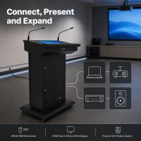 China Dual Screen Smart Podium HDMI Input USB Multi Screen Display 2 Gooseneck Microphones PA Support for sale