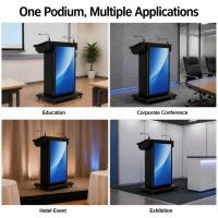 China Dual Screen Smart Podium HDMI Input USB Multi Screen Display 2 Gooseneck Microphones PA Support for sale