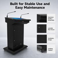 China Dual Screen Smart Podium HDMI Input USB Multi Screen Display 2 Gooseneck Microphones PA Support for sale