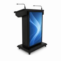 China 43 Inch Display 21.5 Inch Touchscreen X86 Smart Digital Podium with Dual Gooseneck Microphones for sale