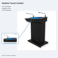 China 43 Inch Display 21.5 Inch Touchscreen X86 Smart Digital Podium with Dual Gooseneck Microphones for sale