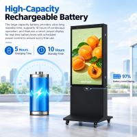 China Outdoor Double-Sided Digital Poster Display 1800nit Battery Powered 10H Portable Signage IP66 Waterproof 43 Inch for sale