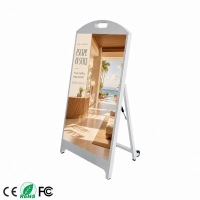 China Outdoor LED Poster Display 3X3 P2.5 4500nits IP65 Battery Powered Digital A-Board Sign for sale