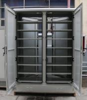 China Single Wall Two Bay Outdoor Battery Cabinet With 8 Layers Shelves Two Front Doors Two Back Door for sale