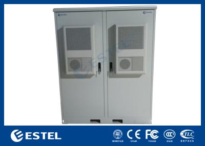 China Dual 40U Outdoor Battery Cabinet with Integrated Inverter Compartments,  IP55 Double Wall Galvanized Steel Enclosure,  1500W Air Conditioning Cooling System,  LED Lighting and Electrical Mounting for sale