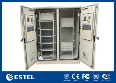 China Dual Bay 40U Outdoor Telecom Cabinet for Inverter with Dual 1500W AC IP55 with 5 Battery Trays for Solar Base Station Anti Theft Design for sale