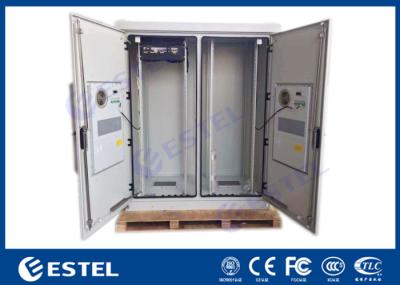 China Air Conditioner Cooling Outdoor Telecom Enclosure Dual Bay IP55 With Alarm Sensors for sale