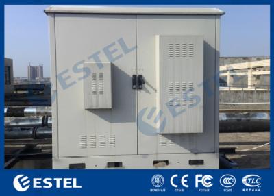 China Two Bay Galvanized Steel Outdoor Telecom Cabinets Floor Mounting PEF Heat Insulation for sale
