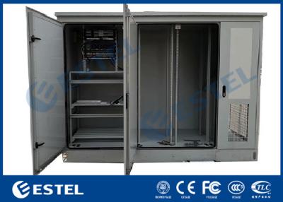 China IP55 Outdoor Triple Bay Racking Cabinet Base Station Three Doors Gray Color for sale