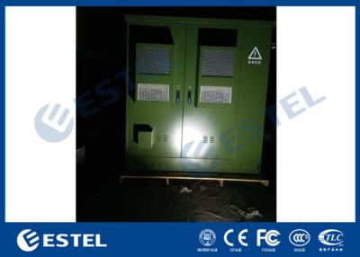 China Air Conditioner Cooling Outdoor Network Enclosure Two Bay IP55 Floor Mounted Green Color for sale