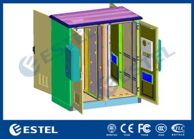 China 2 Compartments Outdoor Telecom Cabinet Galvanized Steel 4 Doors CE Certificated for sale