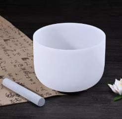 China Frosted Quartz Crystal Singing Bowl Set 7 Chakra Notes 6-24 Inch for Sound Healing Therapy for sale