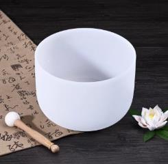 China Frosted Chakra Crystal Singing Bowls 8-14 Inch 99.9% Pure Quartz with Carrying Case for sale