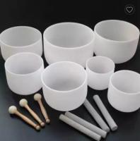 China Direct Manufacturer White Chakra Tuned Quartz Singing Bowl 8-14 inch with Carrying Case for sale