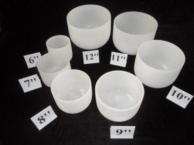 China Frosted Quartz Crystal Singing Bowls 8-24 inch Seven Chakra Notes Healing Sound Therapy for sale