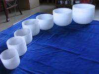 China Frosted Quartz Crystal Singing Bowl Set 7 Chakra 8 to 14 Inches Healing Sound Therapy for sale