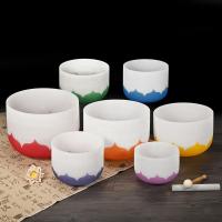 China Lotus Design Crystal Singing Bowls Set 8-14 Inch Chakra Sound Healing Meditation Therapy for sale