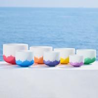 China Lotus Chakra Crystal Singing Bowl Set 8-14 Inch 7 Notes for Sound Healing Meditation for sale