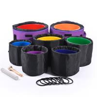 China Colored Frosted Quartz Crystal Singing Bowl 7pcs Chakra Set Sound Healing with Carry Bags 6-12 inch for sale