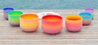 China 8-14 Set Rainbow Crystal Singing Bowls 6-12 Inch 440Hz 432Hz Sound Healing with Carrying Bags for sale