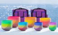 China 8-14 Set Rainbow Crystal Singing Bowls 6-12 Inch 440Hz 432Hz Sound Healing with Carrying Bags for sale