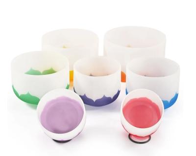 China Direct Manufacturer Frosted Lotus Chakra Crystal Singing Bowl 8-14 Inch 440Hz 432Hz for sale