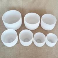 China Frosted Crystal Singing Bowl 8 to 14 Inch Chakra Set for Sound Healing Meditation for sale